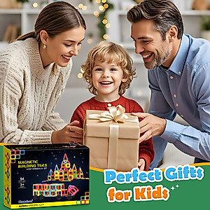 Coodoo Magnetic Tiles with 2 Cars Magnetic Toys for 3 4 5 6 7 8+ Year Old Boys Girls, Magnetic Blocks Building Set for Toddlers STEM Creativity Educational Toys for Kids Age 3-6