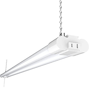 Sunco Lighting LED Workshop Garage Shop Light 4FT, Plug in Linkable Utility Light Fixtures, 260W=40W, 5000K Daylight, Frosted Lens, Pull Chain, Hanging/Mounted, 4100 LM - ETL Energy Star