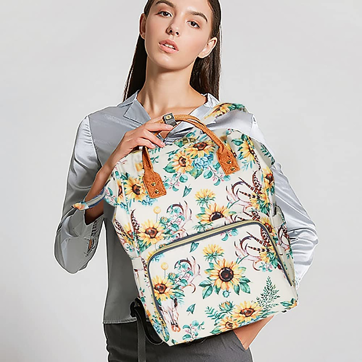 LIMHOO 4 in 1 Diaper Bag Backpack Set for Baby Girls Mom Large Capacity Waterproof Baby Care Bag Multi-Function Nappy Bag (Floral)