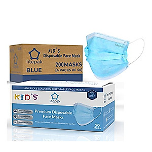 200pcs Kids Disposable Face Masks - 3 Ply Kids Mask for Boys Girls - Back to School Supplies (Blue)