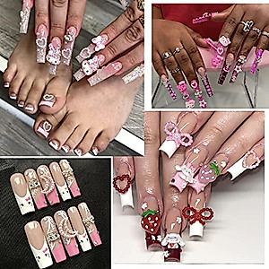 RODAKY 500Pcs Creamy-White Pearls Heart Nail Charms Cute Assorted Flatback 3D Pearls Stars Flowers Bowknots Nail Art Charms Material Embellishments for Nail Art DIY Crafts Accessories