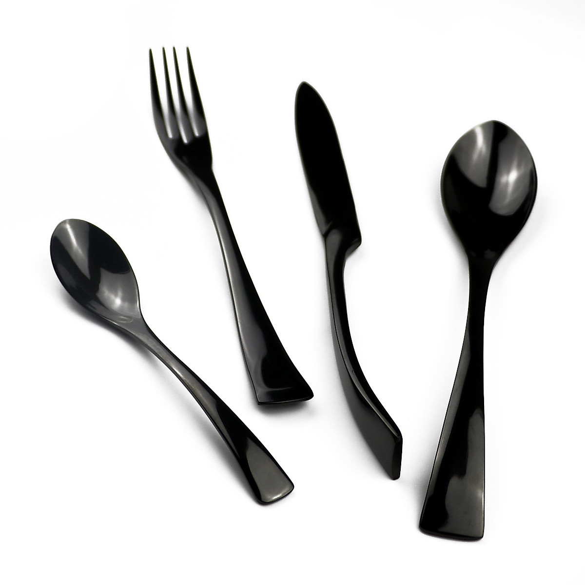 JANKNG 20-Piece 18/10 Stainless Steel Flatware Set Mirror Polishing Black, Serive for 4