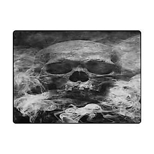 ALALAL Smoke Sugar Skull Area Rug, Rug for Living Room Soft Durable Rugs Carpet for Bedroom 5'x7' Grey/Black 80 X 58 in
