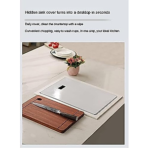 DOKERS Waterfall Kitchen Sink Kitchen Sink Quartz Stone White Invisible Small Sink with Cup Washer Kitchen Single Sink Hidden Bar Island Sink (Color : 1, Size : 48X38X22.5Cm)