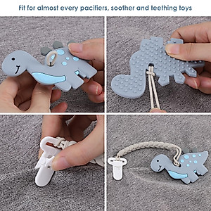 4-Pack Silicone Pacifier Clips with a Woven Rope Shape for Baby Boys and Girls - Flexible and Rust-Free Holders for Teething Relief and Baby Essentials, Safe for Newborns (Grey)