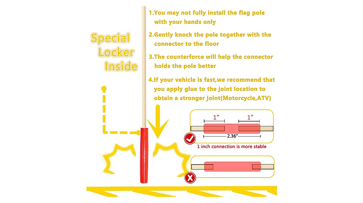 High Visibility Bike Flags with 6ft Fiberglass Pole