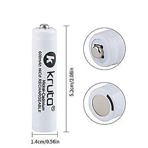 Kruta NiCd AAA 1.2V 600mAh Triple A Rechargeable Batteries for Outdoor Solar Lights Solar Lamp Garden Light (AAA Pack 12)