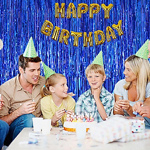 TOPPOT 2 Pack 3.3x8.2 ft Blue Foil Fringe Curtains Backdrop, Tinsel Curtain Backdrop, Streamer Backdrop for Birthday Party, Graduation and Most Common Holiday Party Decorations