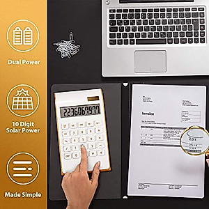 2 Pieces Office Home Calculator Slim Calculator Cute Calculator Solar Power Calculator Desk Calculator Tilted LCD Display for Business Office School Supplies, 10 Digits