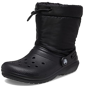 Crocs Unisex Classic Lined Neo Puff Fuzzy Winter Boots Snow Black, Numeric_9 US Women