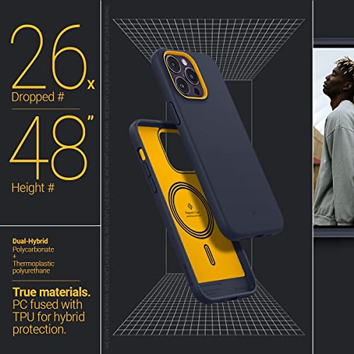 Caseology Nano Pop Mag Silicone Case [Built-in Magnet] Designed for Magsafe Compatible with iPhone 14 Pro Case 5G (2022) - Blueberry Navy