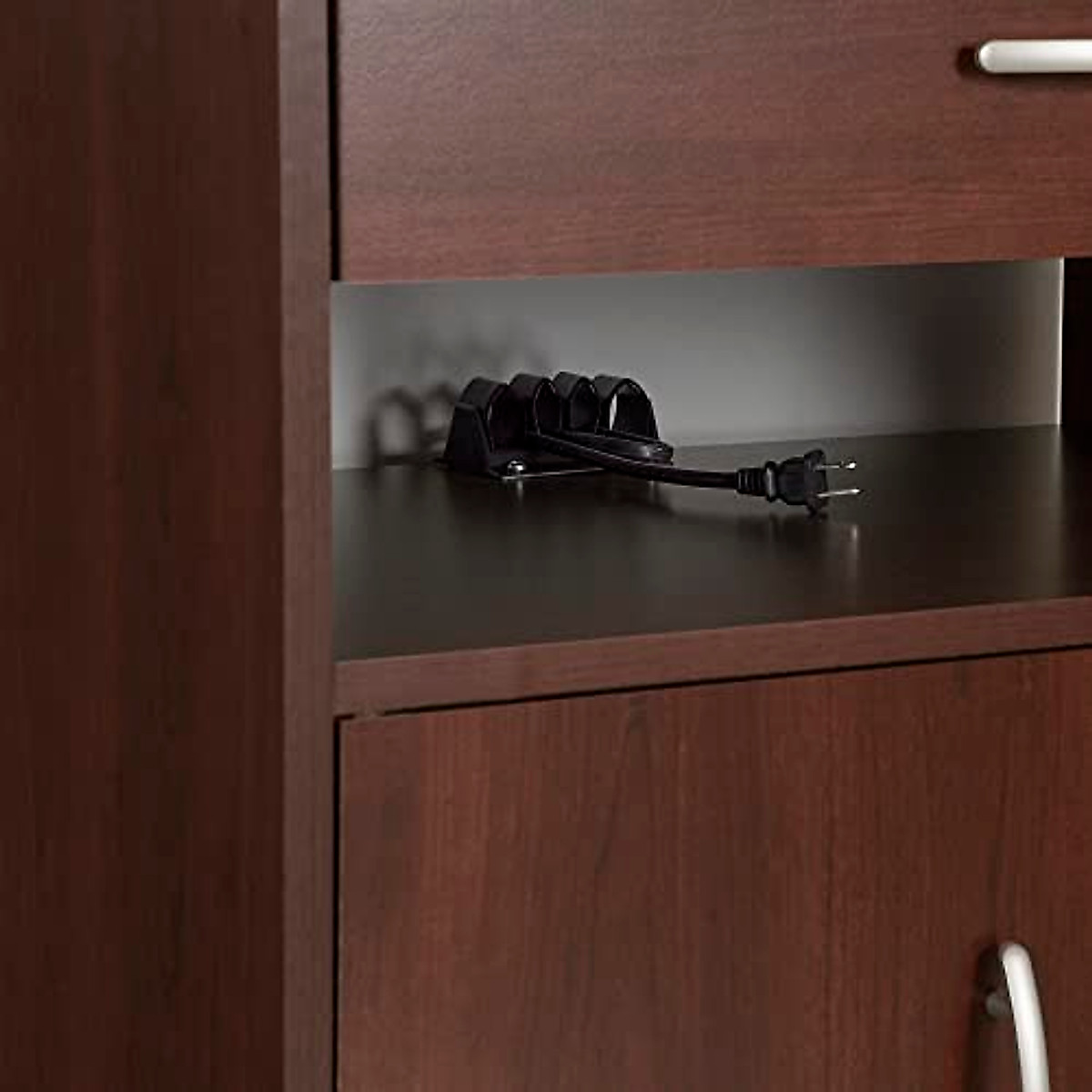 South Shore Axess Microwave Cart on Wheels, Royal Cherry