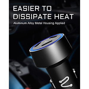 USB C Car Charger, Aergiatech 60W(20W Each) PD 3.0 Fast Car Charger Adapter 3-Port, Type C Car Charger Compatible with iPhone 13/13 Pro/12/12 Pro/11/X/SE, Galaxy S21/S20/Note20, iPad,Black