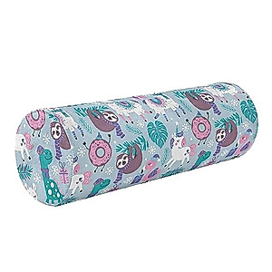 Sloth Unicorn Alpaca Dinosaur Neck Support Pillow Round Neck Roll Bolster Cylinder Pillow Cervical Pillows Knee Pillow for Leg Knee Back Head Support for Adults Bedroom Camp Work