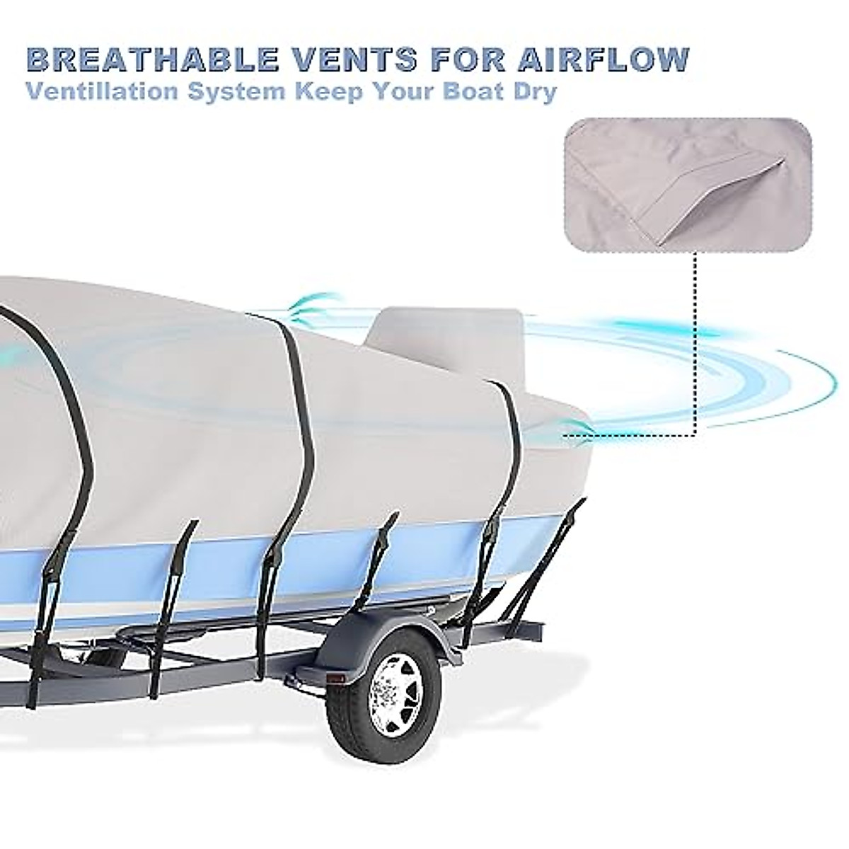 Boat Cover,17'-19' Waterproof Boat Cover,800D UV Resistant Marine Grade Fabric Boat Cover,Heavy Duty Trailerable Boat Cover Compatible for Bass Boat, Bayliner Tri-Hull V-Hull Fishing Runabout Boat