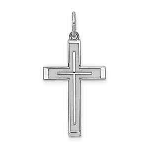 Solid 925 Sterling Silver Cross Pendant Charm - 27mm x 13mm