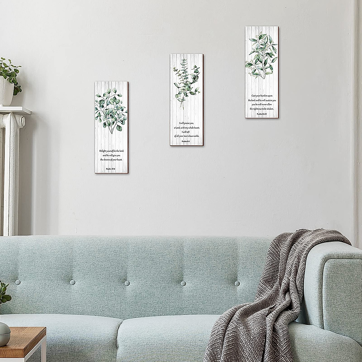 3 Pieces Bible Verses Wall Art Decor Christian Wall Art Wooden Christian Decorations for Home Rustic Christian Room Decor Farmhouse Scripture House Decor Christian Posters, 10 x 4 Inches