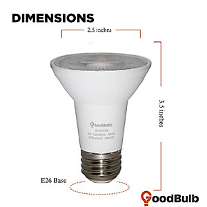 GoodBulb Commercial Grade LED Light Bulb - 7 Watt & 470 Lumens - Features PAR20 Shape & E26 Base - 3000K Warm White Light - 120V Fully Dimmable Bulb - 4 Pack