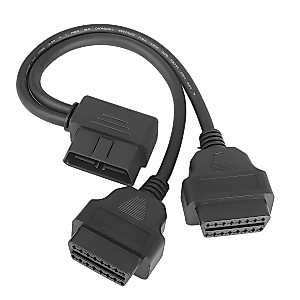 Right Angle OBD2 Splitter, 16 Pin Extension Y Cable, 1 Male to 2 Female, 1ft 24AWG Extender Cord Adapter, Automotive Accessories Universal for All OBD2 Vehicles