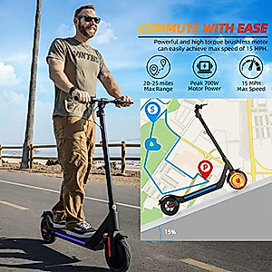 Wheelspeed Electric Scooter, 20-25 Miles & 15 MPH(Pro Ver. 35-40 Miles & 19 MPH) Commuting 350W Motor(Pro Ver. 400W) 10" Pneumatic Tires Foldable E-scooter Adult with Rear Suspension