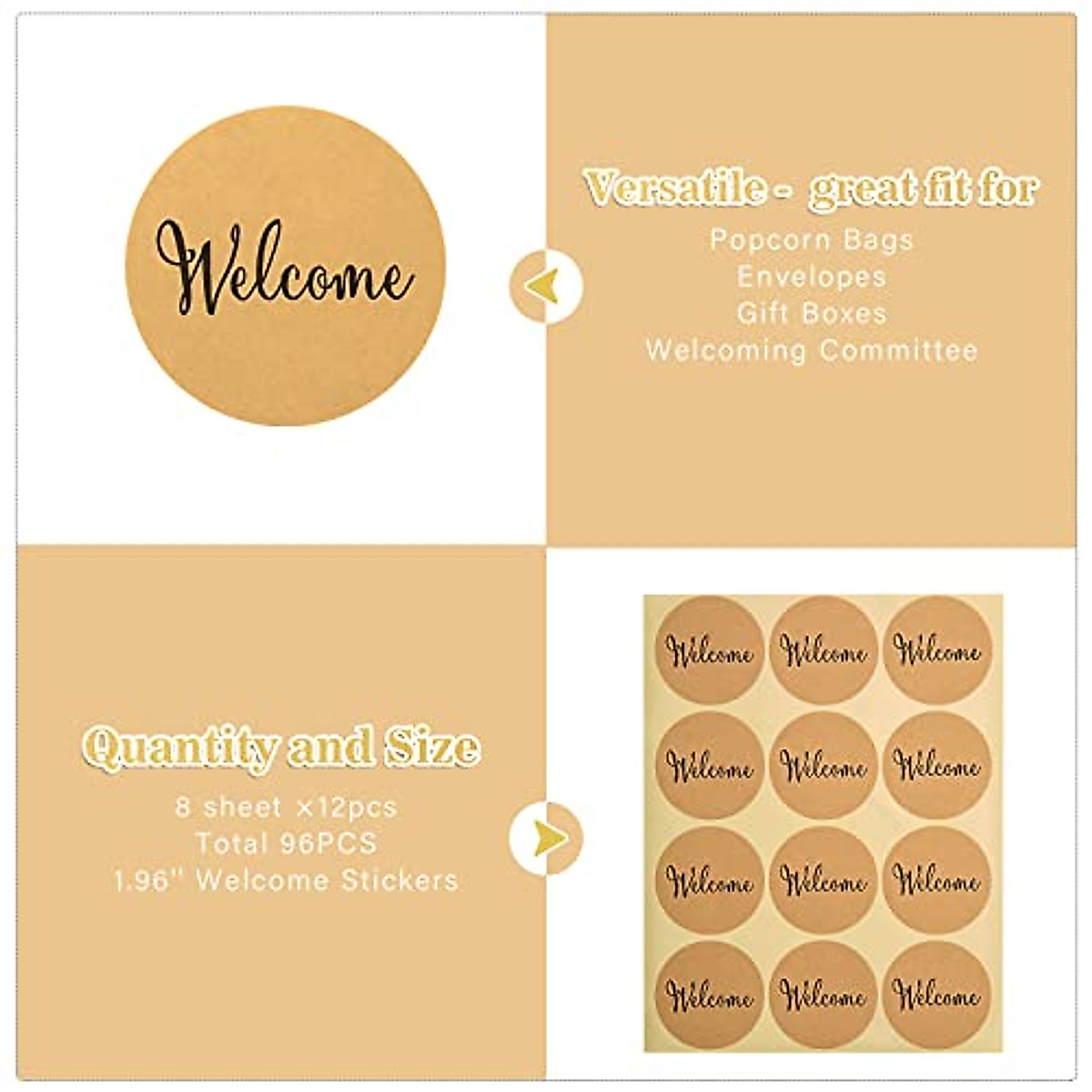 jijAcraft 96 Pcs - 2 inch Welcome Stickers, Kraft Stickers for Wedding Welcome, Round Paper Sticker for Wedding Party Favor Welcome Guests Labels