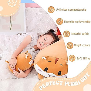 AIXINI 8 inch Cute Yellow Hamster Plush Stuffed Animal Cylindrical Body Pillow,Super Soft Cartoon Hugging Toy Gifts