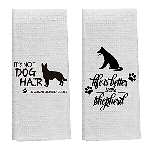 Knibeo German Shepherd Kitchen Towels Set - German Shepherd Gifts for Women, 2 Pieces 16 X 24 Inch Bathroom Hand Towels, Tea Towels for Kitchen Decorative, German Shepherd Decor