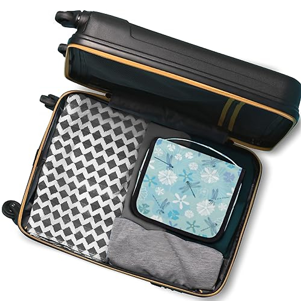 POFATO Dragonfly Flower Travel Toiletry Bag Cosmetic Makeup Bag for Women Men Hanging Hook Wash Toiletries Portable Toiletry Bags Organizer