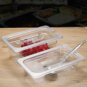 Voittozege 12 Pcs Food Pan Lids 1/3 Size Polycarbonate Notched Cover Clear Food Pan Cover with Handle Restaurant Commercial Hotel Pan Lid for Restaurant Commercial Food Container Storage