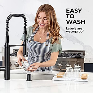 Bloomondo Empty Spice Jars with Label Pack (12x Bamboo Lid Glass Jar). Small 6oz Spice Storage Bottles with 112 Printed Spice Stickers and 48 Writable Pantry Labels for Seasoning Containers