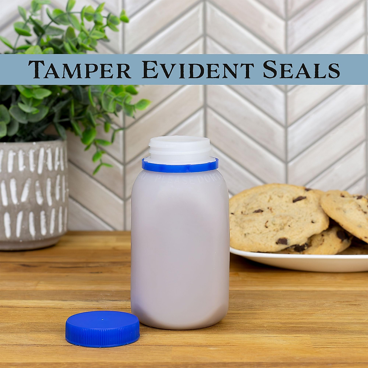 Cornucopia Brands 8-Ounce Plastic Milk Bottles (12-Pack); HDPE Bottles Great for Milk, Juice, Smoothies, Lunch Box & More, BPA-Free, Dishwasher-Safe, BPA-free