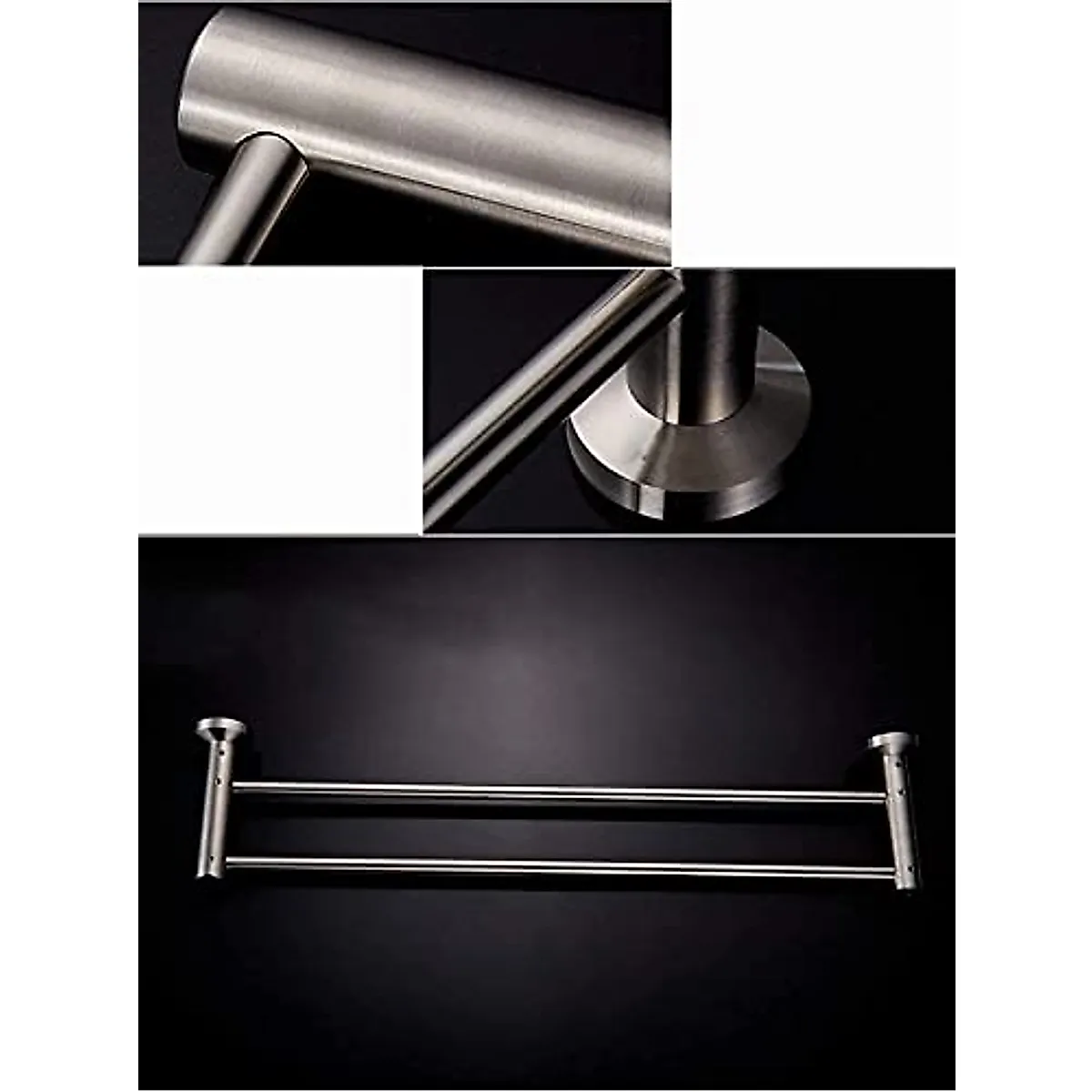 Towel Rack Towel Rails Double Towel Bar,Stainless Steel Brushed Towel Shelf,Bathroom Towel Rack,Wall Mounted Double Bathroom Towel Bar Storage Holder Multi-Functio