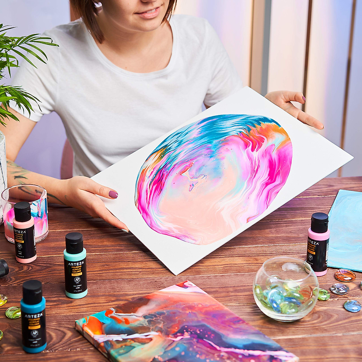 ARTEZA Acrylic Pouring Paint Set - 32 Vibrant Colors