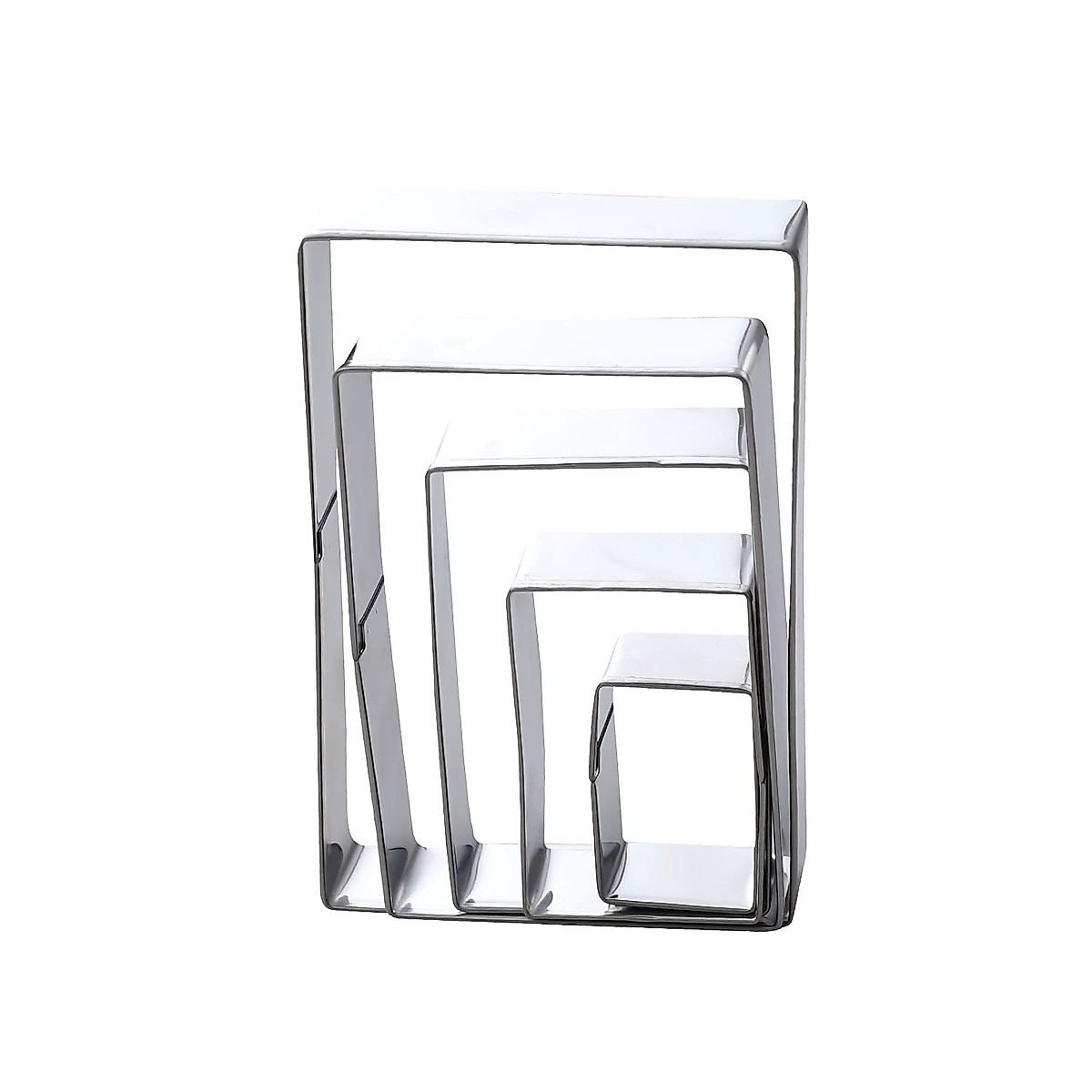 Kyerbaino 5Pcs Rectangle Cookie Cutter Set, Stainless Steel Biscuit Baking Molds Fondant Cake Cookie Cutter Rectangle Shaped Cutter