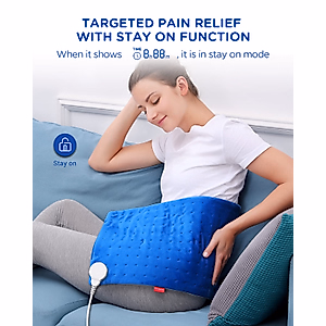 Comfytemp Heating Pad for Period Cramps, FSA HSA Eligible Electric Heating Pad for Back Pain Relief, 12"x24" XL Soft Heat Pad - Birthday Gifts for Women/Men/Mom/Wife, 9 Heat Levels, 11 Timers, Stay On