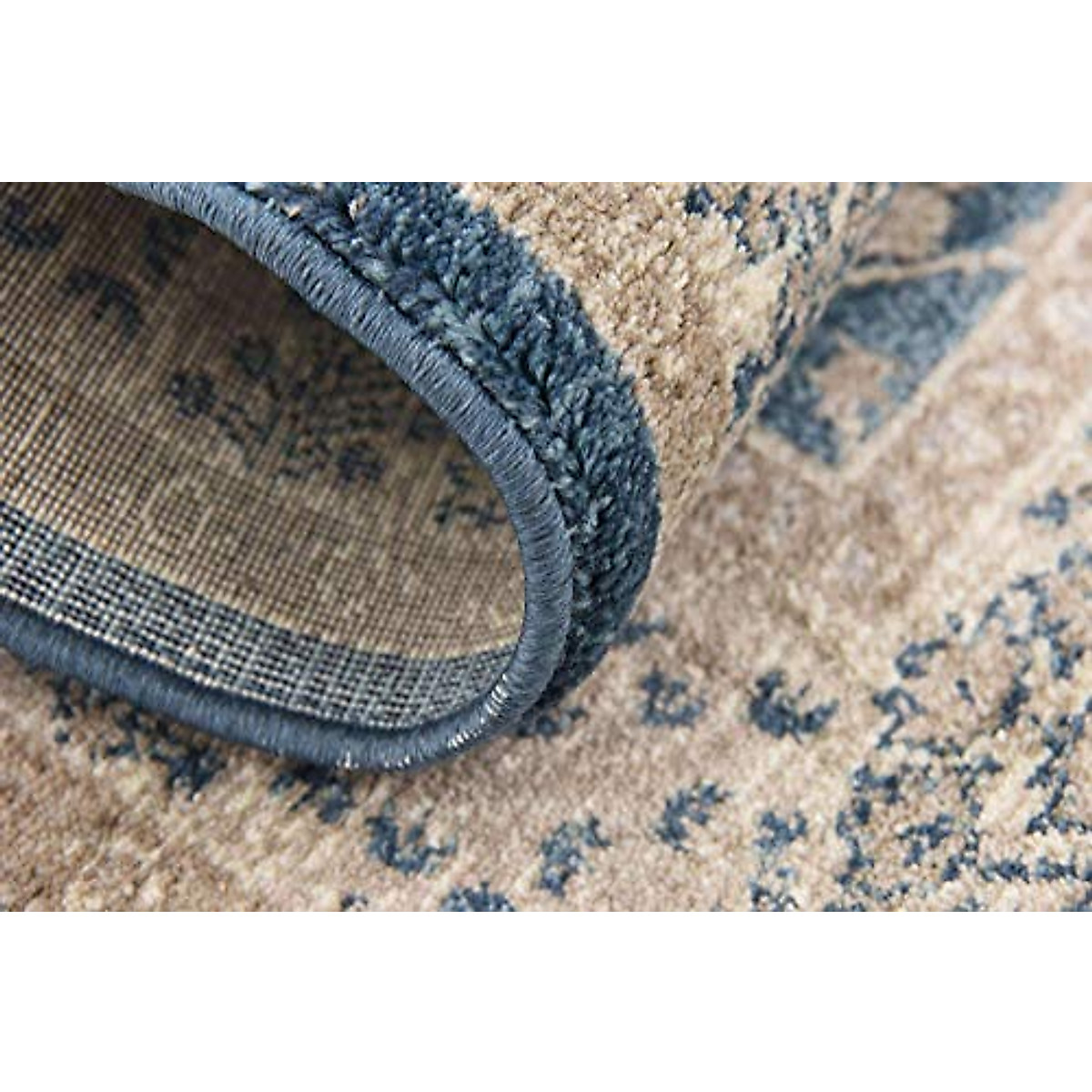 Unique Loom Salzburg Collection Classic Traditional Design Oriental Inspired with Intricate Border Area Rug, 4 ft, Blue/Beige