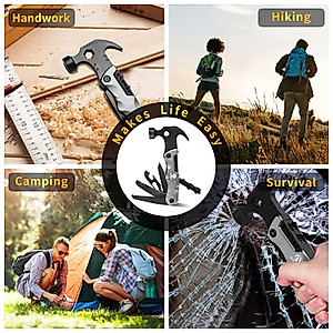 ACKZOT Hammer Multitool + 16 in 1 Card Multitool Set, Multi-Functional Camping Accessories, Men’s Gift, Unique Birthday Gift and Cool Gadgets for Him Dad Husband Boyfriend, Stocking Stuffers for Men