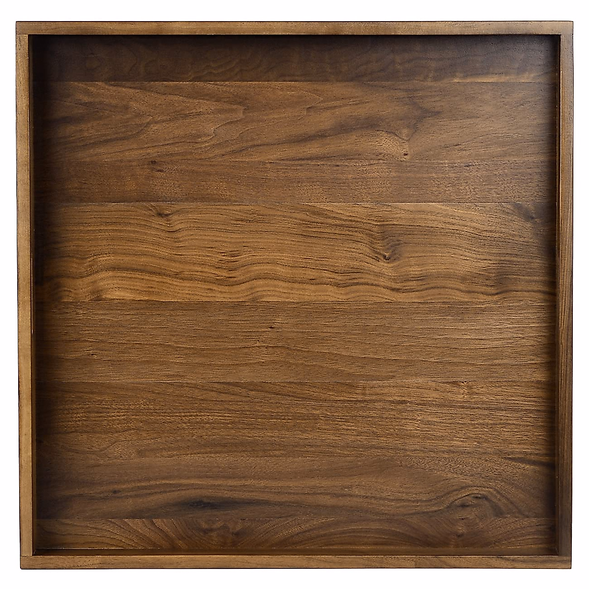 KINGCRAFT 24 x 24 inches Black Walnut Extra Large Ottoman Tray Wood Trays with Handles Square Wooden Solid Serving Tray for Oversized Ottoman Living Room