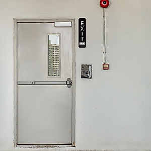 6pcs Vertical Exit Sign with Braille, 7.9x2 Inch Exit Signs for Business Ada with Installation Adhesive Raised Letters ADA Exit Sign for Indoor Outdoor Use