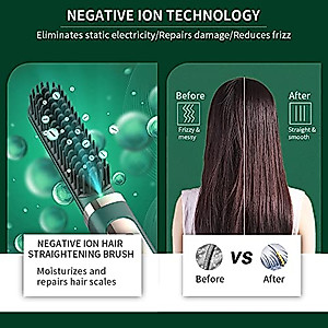 MEIYIXIN Ionic Hair Straightener Brush, Hair Straightener Comb with 5 Temperature Settings, Negative Ions Straightener Comb for Women, Fast Heating & Anti-Scald C903 (Black Purple)