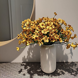 Triarrhena Artificial Flowers 9 Bundles Faux Outdoors Shrubs Hanging No Fade UV Resistant Fake Plants Home Decor Garden Farmhouse (Yellow)