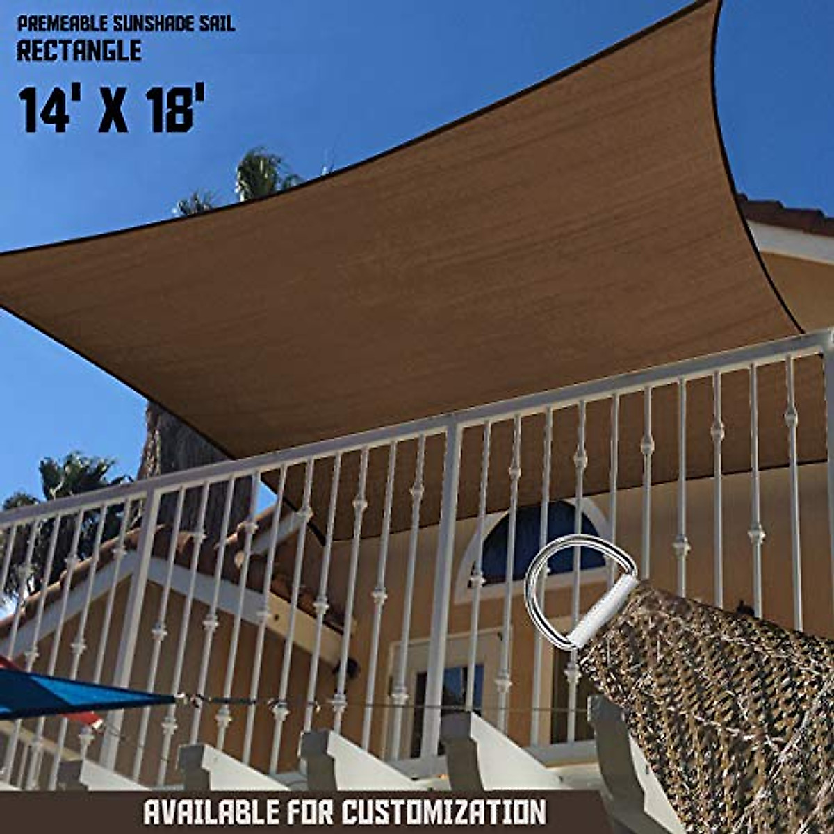 TANG Sunshades Depot Brown 12' x 14' Sun Shade Sail Permeable Canopy Cover Customize Commercial Standard 180 GSM HDPE