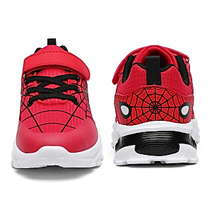 Wolidio Little/Big Kids Boys Girls Sneakers Lightweight Running Tennis Shoes Breathable Sport Athletic Fitness & Cross-Training Shoes Red and Black Size 8.5 Toddler