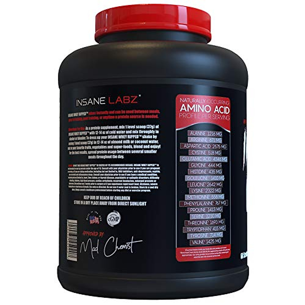 Insane Labz Insane Whey Ripped, Lean Muscle Building Protein with L-Carnitine and CLA Oil Powder, 5lbs 60 Servings, Chocolate