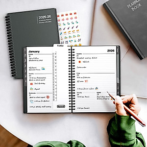 Dunwell 2023 Planner Weekly Monthly (6x8.25"), Small 2023 Planner Book, Agenda 8 x 6, Calendar Yearly Planner, Monthly Tabs, Bookmark, Notes, Inner Pocket, Stickers