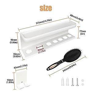 Yimerlen Airwrap Storage Holder Compatible with Dyson Airwrap Wall Mount Storage Rack Organizer for Bathroom Curling Iron Attachments and Complete Styler (White, with Air Cushion Comb)