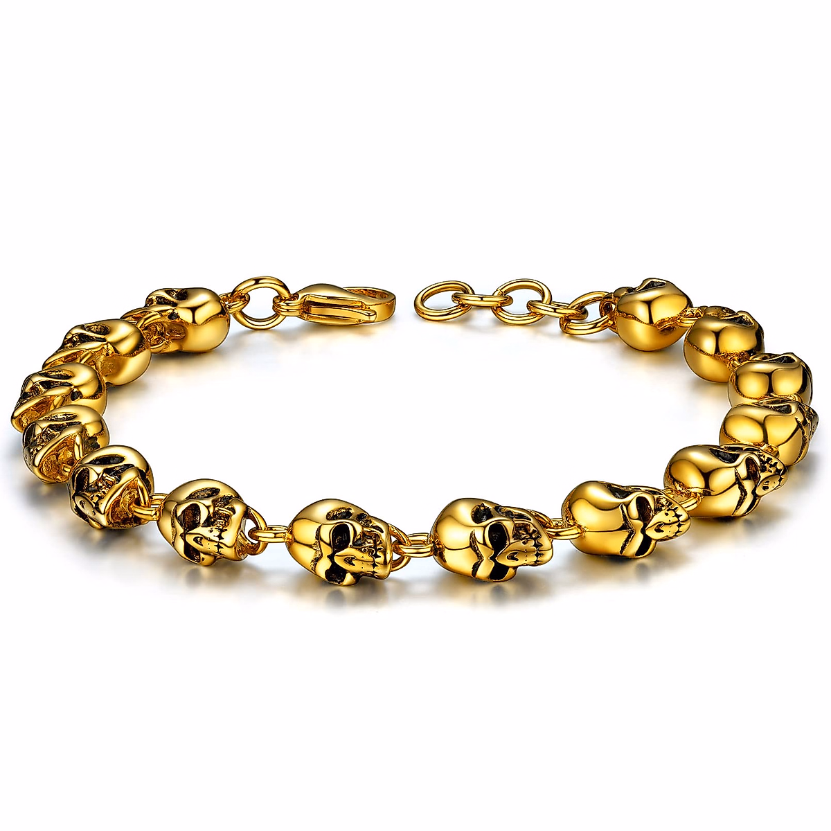 FaithHeart Halloween Skull Bracelet Chains Woman Gothic Jewelry Wristband Gold Plated Jewelry