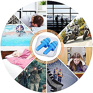 Earplugs for Sleeping, 9 Pairs Silicone Ear Plugs for Swimming with Aluminum Carry Case Noise Reduction for Learning, Hearing Protection, Concerts, Airplanes, Shooting for Woman, Man, Kids (9)