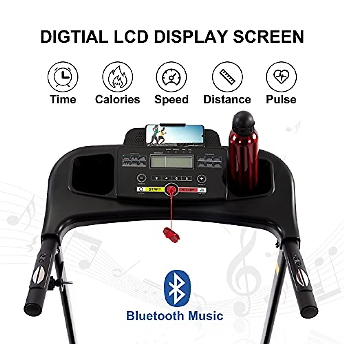 FYC Folding Treadmills for Home with Bluetooth and Incline, 2.5HP Portable Running Machine Electric Compact Treadmills Foldable for Exercise Home Gym Fitness Walking Jogging (JK1609)