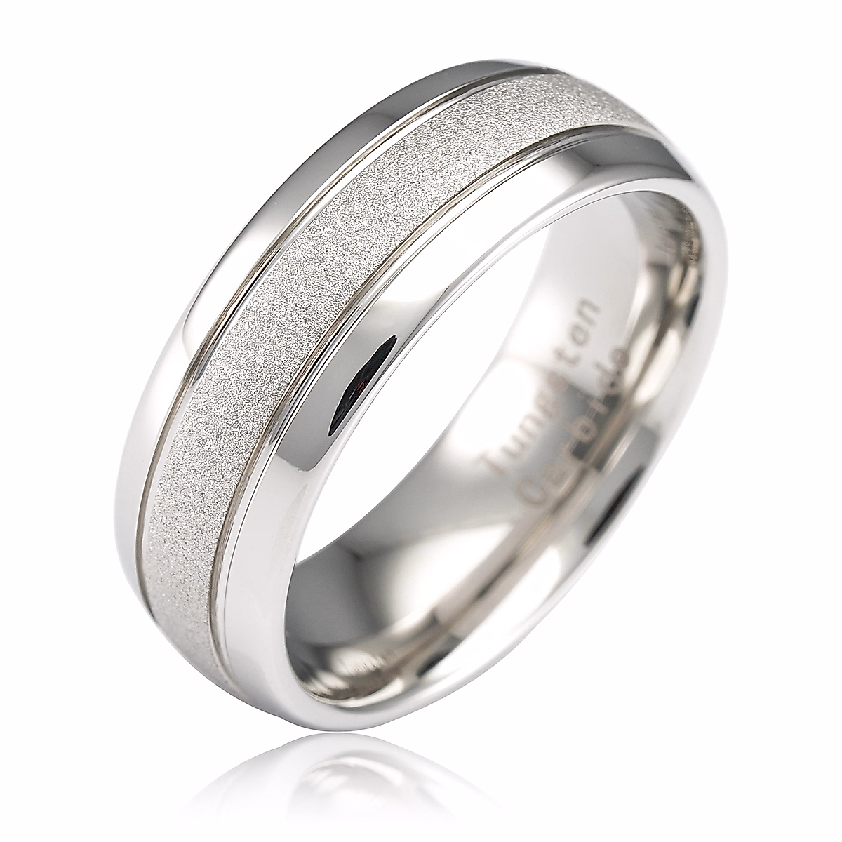 100S JEWELRY White Gold Tungsten Rings For Men Women Wedding Band SandBlasted Finish Dome Edge Sizes 6-16 (Custom Text Engraving, 9)